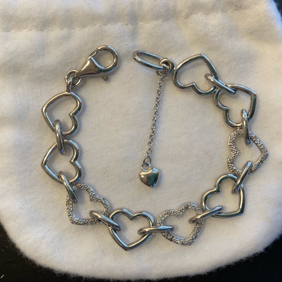 QVC | Jewelry | Qvc Sterling Silver And Diamond Open Heart Link ...